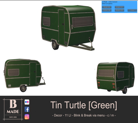 Second Life Marketplace - B-Made - Tin Turtle Caravan [Green]